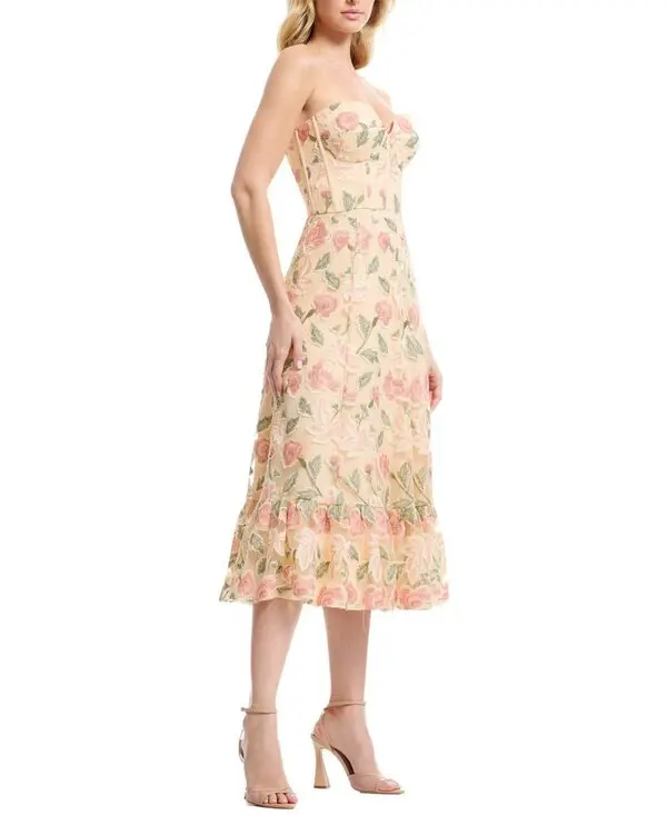 Dress The Population Carina Strapless Sweetheart Floral Ruffle Dress - Blush Multi