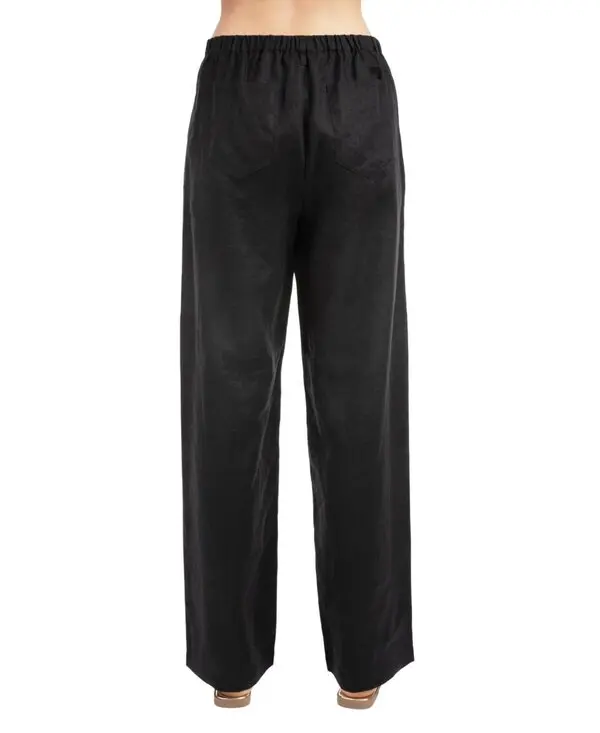 ELLE COLLECTION Linen Drawcord Pant - Black