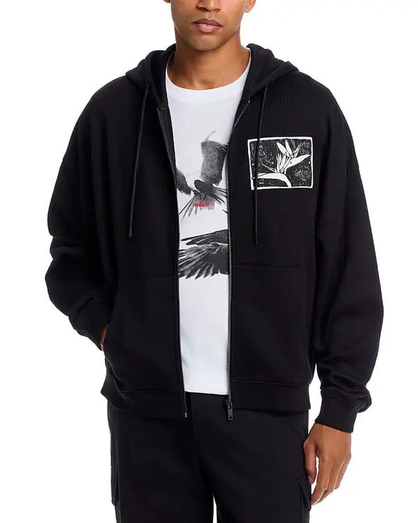 Hugo Darishood Cotton Logo Graphic Drawstring Hoodie