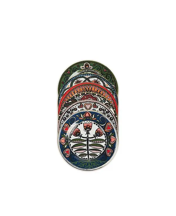 La DoubleJ Dessert Plates, Set Of 6, 8 X 8 - Multicolor
