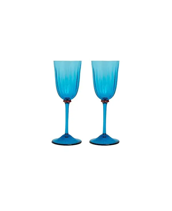 La DoubleJ Wine Rainbow Glasses, Set Of 2, 9.25 X 3.35 - Turquoise