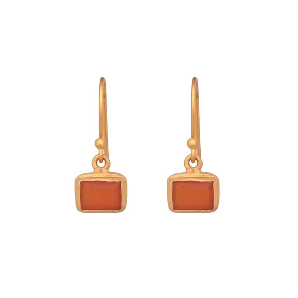 OPIUM JEWELS Anjani Baguette Cut Earrings In Carnelian - Orange