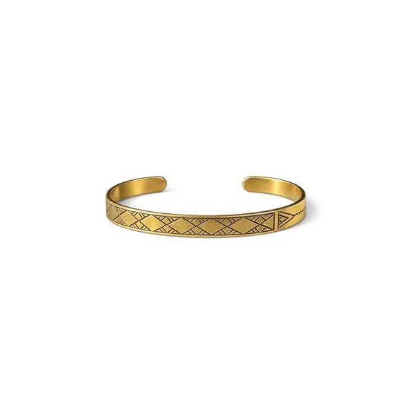 ORIAKU STUDIO Akal Engraved Bracelet Minimalist Adjustable Artisanal Brass Handcrafted In Morocco - Gold