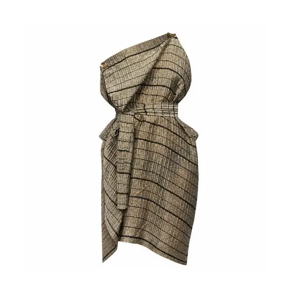 STUART TREVOR Pirate Metallic Stripe Textured Dress