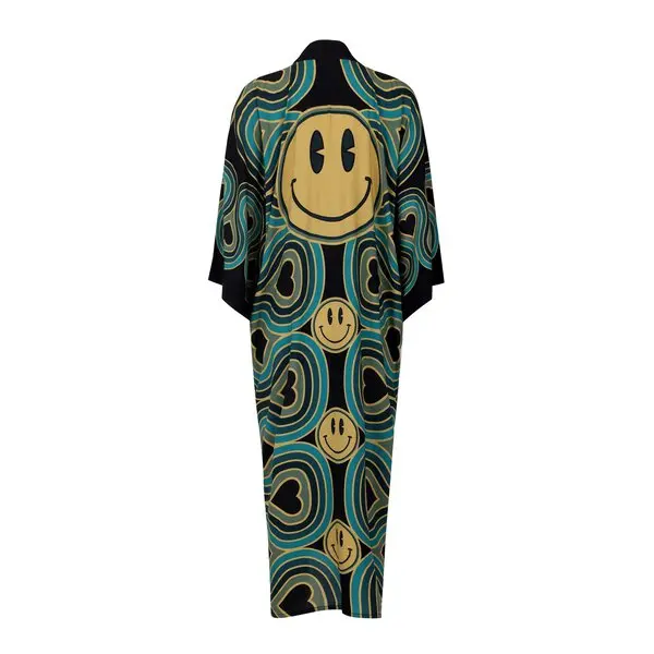 Henelle Wonderlust Smiley Duster Robe - Blue