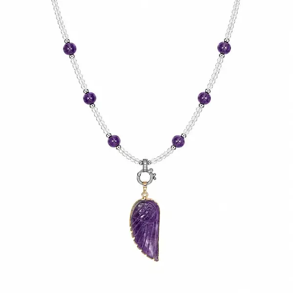 ORMIRO Lilith Amethyst Wing Necklace - Purple