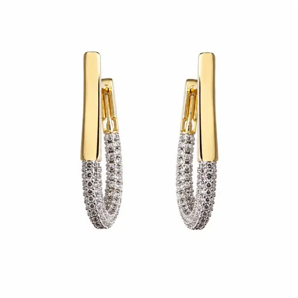 NUVV COLLECTION Two-tone Crystal Pavé Hoop Earrings