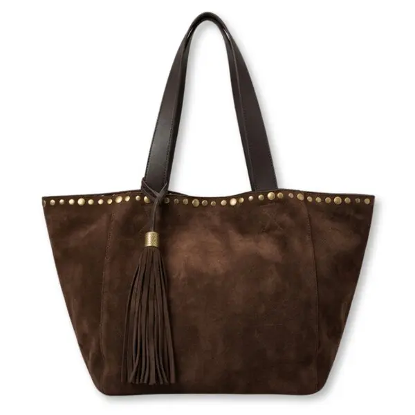 JUAN-JO Studded Suede Tote Bag-dark