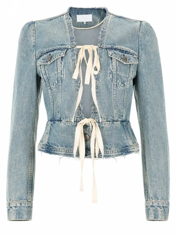 MAISON MARGIELA Cropped Tie-front Jacket - Denim
