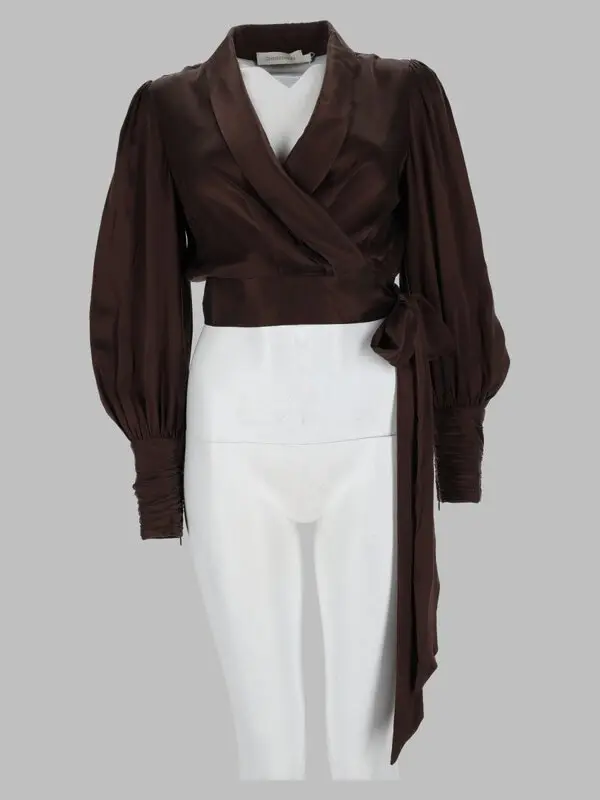 Zimmermann Silk Wrap Blouse With Tie Waist