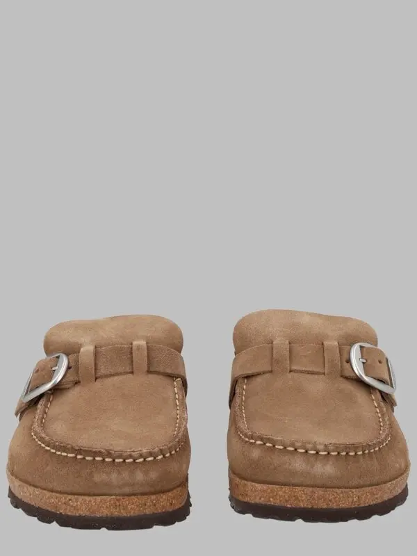 BIRKENSTOCK Suede Clog Mules With Adjustable Strap - Beige