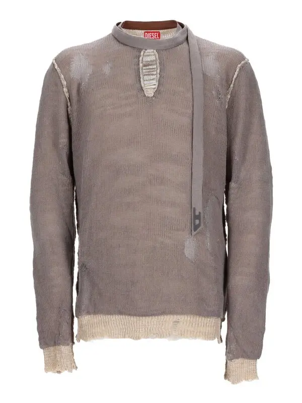 DIESEL® Distressed Knit Pullover Sweater
