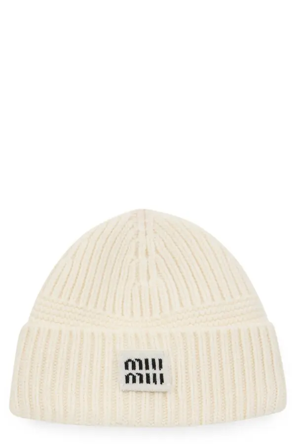 Miu Miu Cashmere And Virgin Wool Knit Cap - Panna