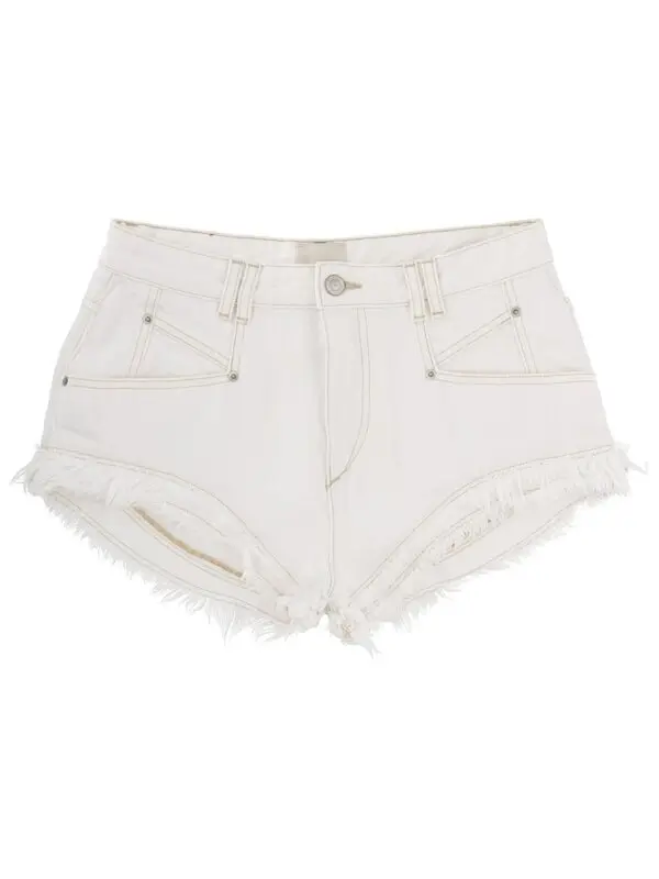 Isabel Marant Étoile High-waisted Distressed Denim Shorts - White