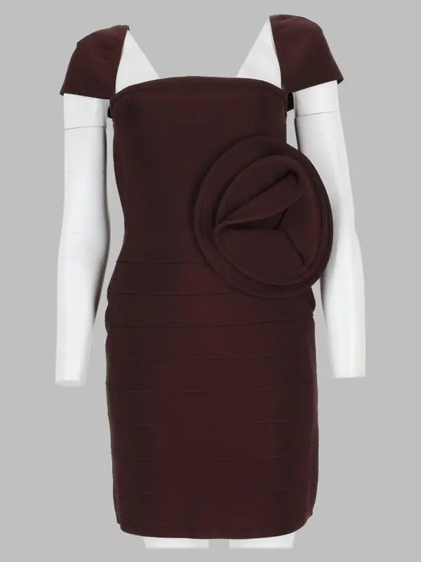 ROTATE BY BIRGER CHRISTENSEN Off-shoulder Mini Dress With Floral Detail - Brown