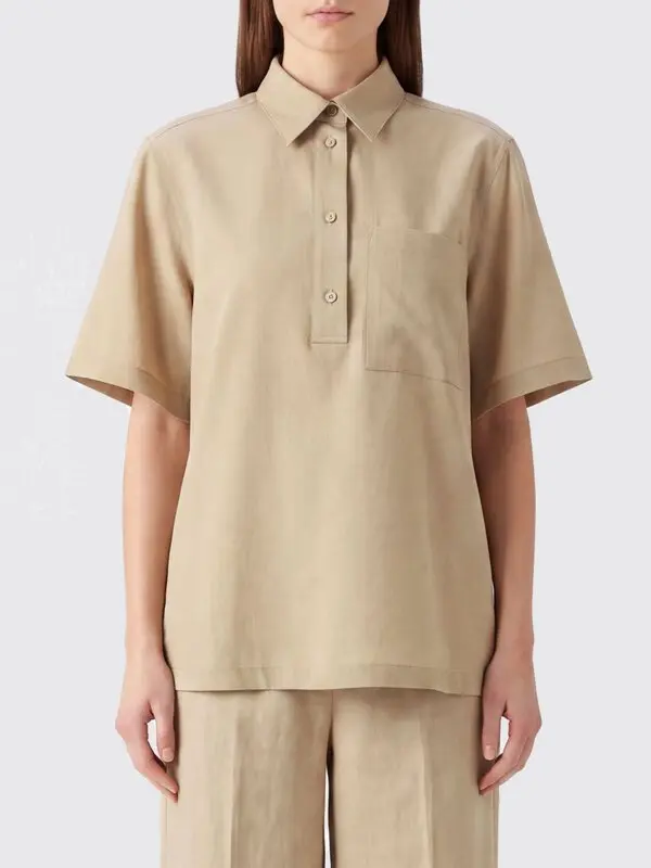 TOTEME Relaxed Fit Wool And Viscose Blend Polo Shirt - Beige