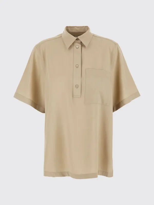 TOTEME Relaxed Fit Wool And Viscose Blend Polo Shirt - Beige