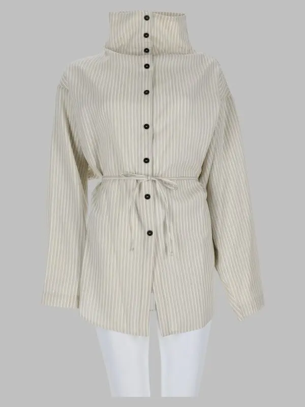 ALYSI High-neck Belted Button-front Shirt