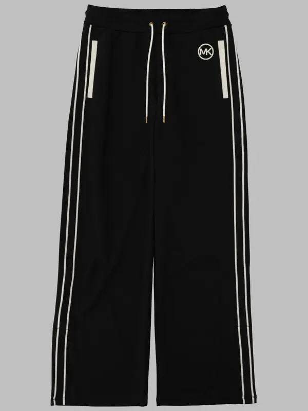 Michael Kors Wide-leg Track Pants With Side Stripes - Black