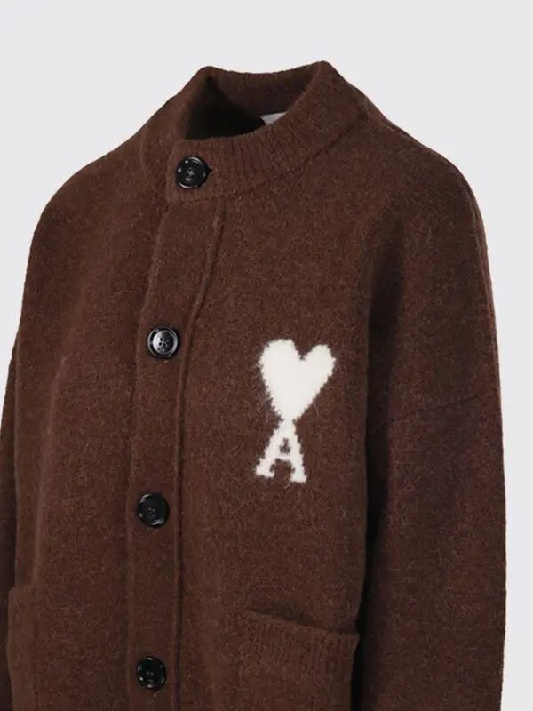AMI Paris Relaxed Fit Wool And Alpaca Blend Cardigan