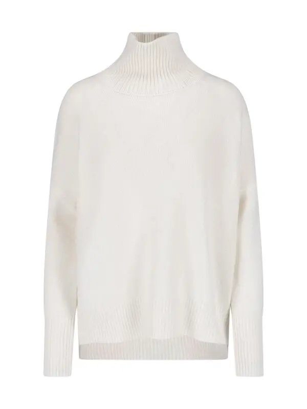 LISA YANG Cashmere High-neck Ribbed-trim Drop-shoulder Sweater - Bianco
