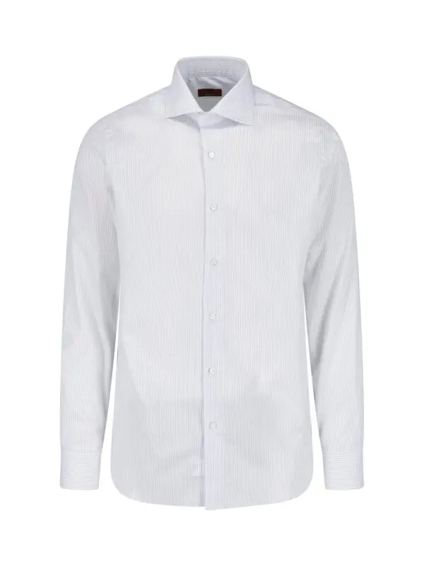 BARBA NAPOLI Striped Cotton Dress Shirt - White