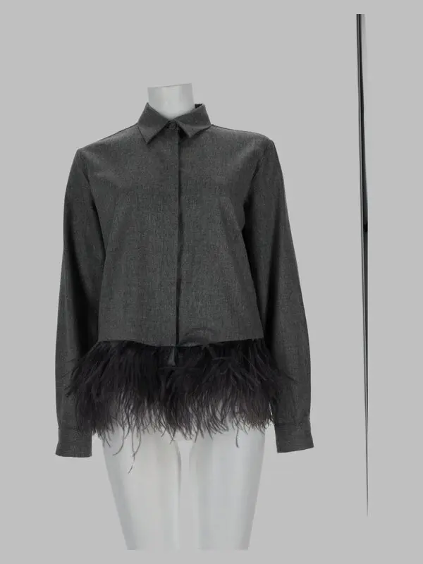 Fabiana Filippi Feather Hem Wool-blend Shirt