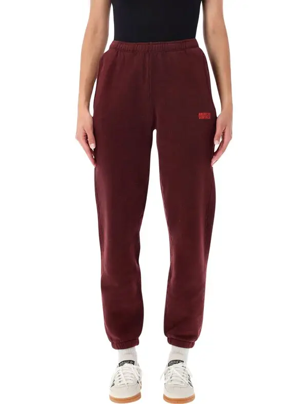 American Vintage Cotton Blend Jogger Pants - Rosso
