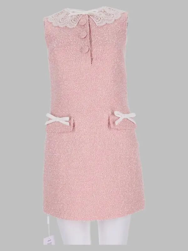 SELF-PORTRAIT Lace Collar Tweed Mini Dress - Pink