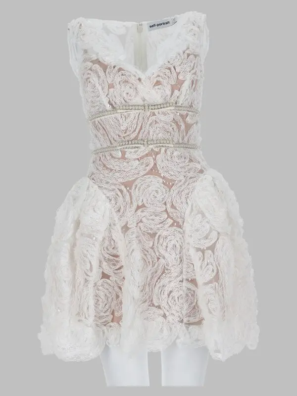SELF-PORTRAIT Lace Appliqué Mini Dress