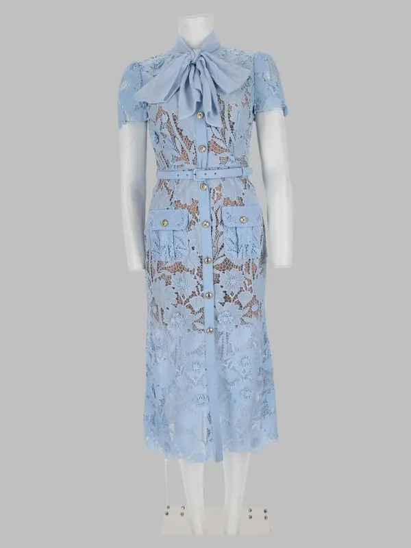 SELF-PORTRAIT Lace Button-front Midi Dress