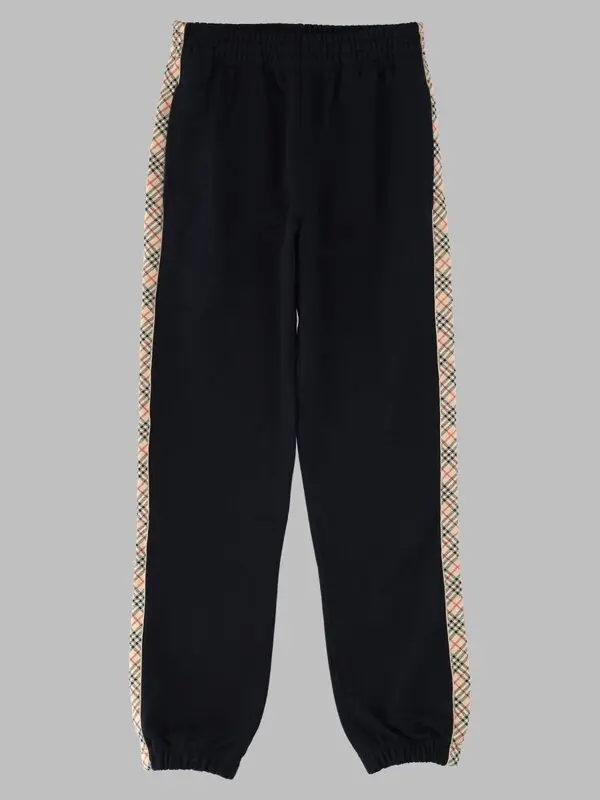 Burberry Cotton Jogger Pants With Check Side Stripes