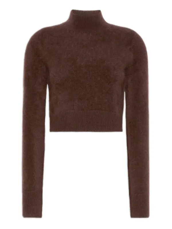 Sportmax Slim Fit Pure Cashmere Sweater With Slightly Raised Collar - Marrone
