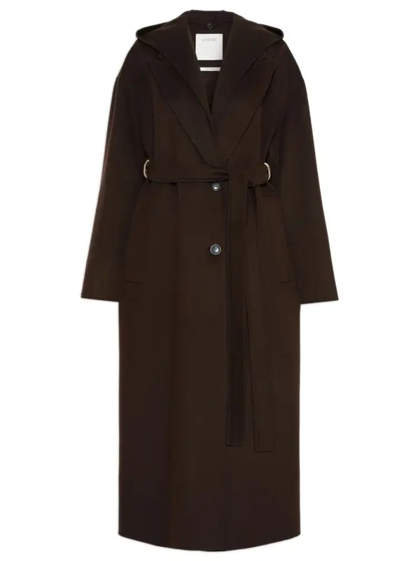 Sportmax Virgin Wool Belted Overcoat - Marrone