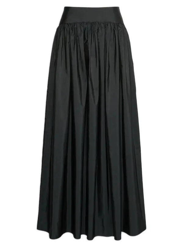 Max Mara Shiny Silk-blend Taffeta Skirt With Gathered Waist And Inset Side Pockets - Nero