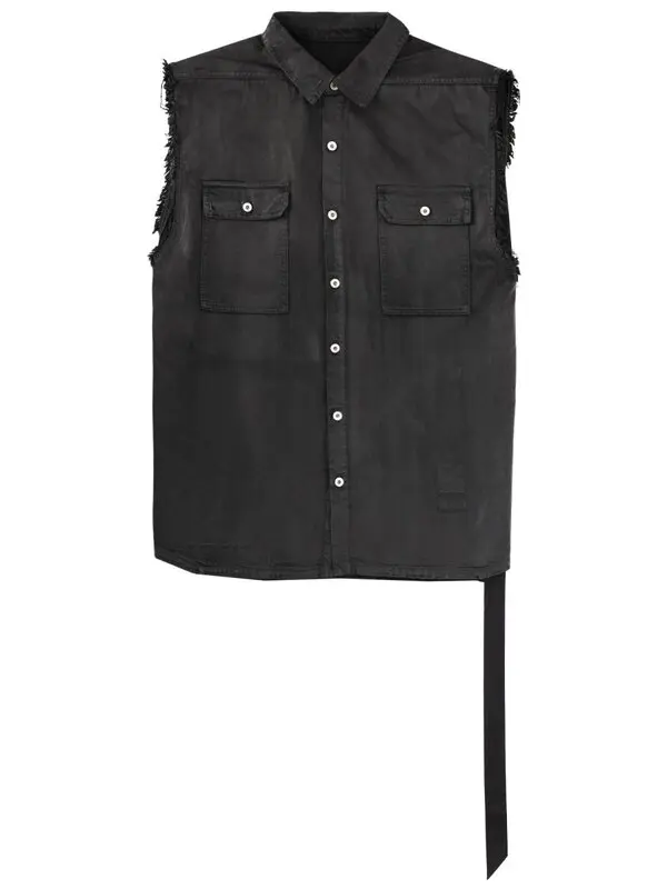 Rick Owens Sleeveless Button-up Shirt With Chest Pockets