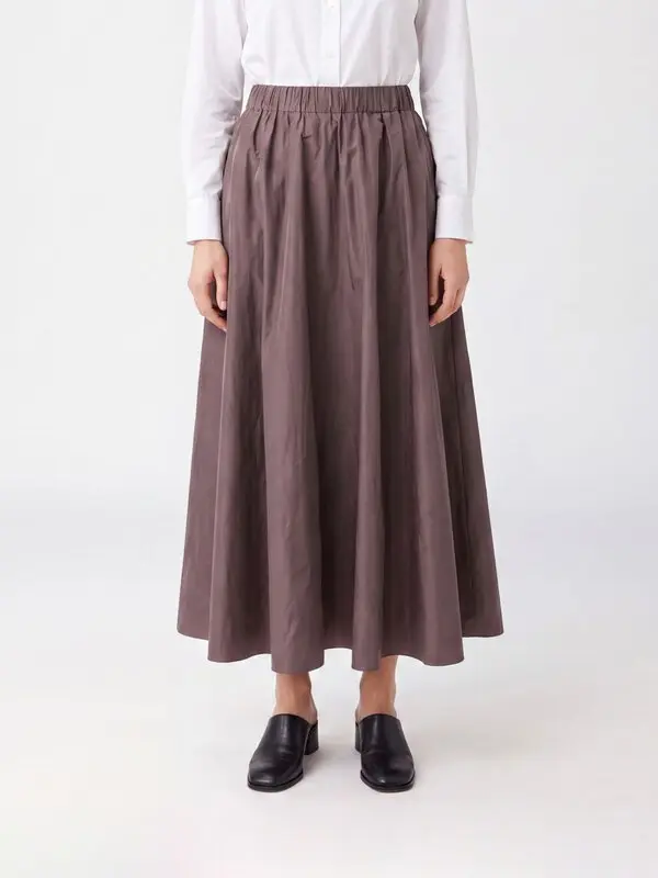 PAROSH High-waisted Flared Midi Skirt P.a.r.o.s.h. In Technical Fabric