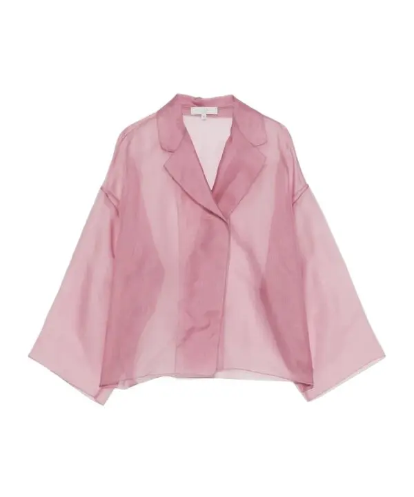 Antonelli Firenze Sheer Lapel Cropped Shirt
