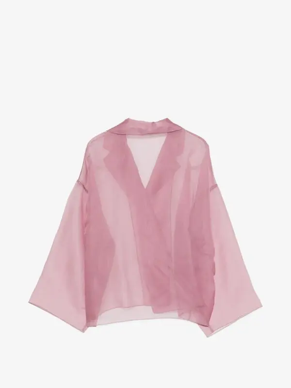 Antonelli Firenze Sheer Lapel Cropped Shirt