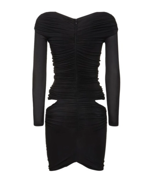 DION LEE Pleated Long Sleeve Cut Out Dress