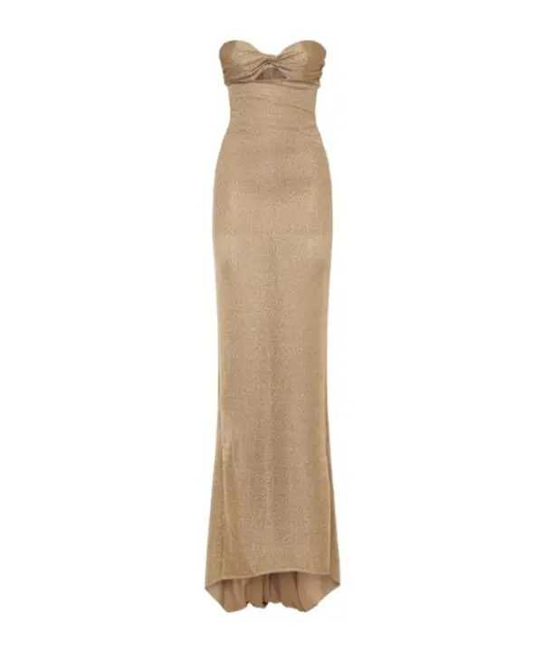 Giuseppe Di Morabito Metallic Luster Knit Sleeveless Dress - Nude