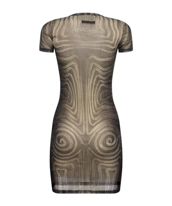 JEAN PAUL GAULTIER Spiral Print Mesh Mini Dress