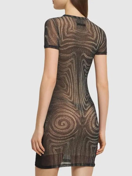 JEAN PAUL GAULTIER Spiral Print Mesh Mini Dress