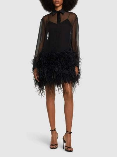 Valentino Garavani Feather-trimmed Dress