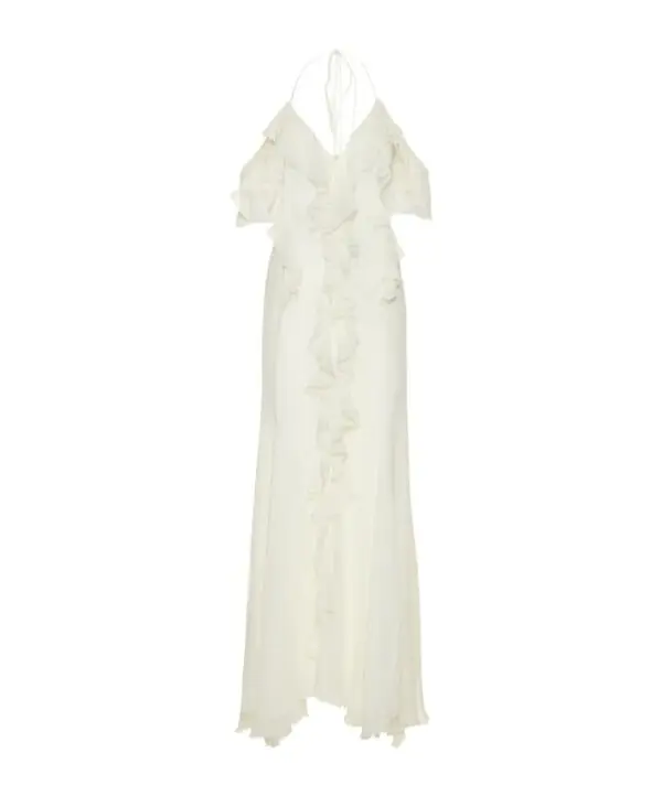 Blumarine Cotton Silk Georgette Frill Dress