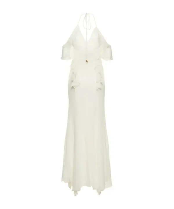 Blumarine Cotton Silk Georgette Frill Dress