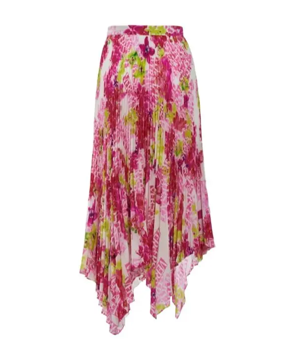Versace Printed Pleated Crepe Mid-length Skirt - Pink