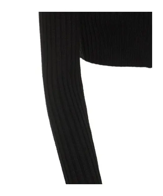 Michael Kors Wool Ribbed Knit Cropped Top With Zip