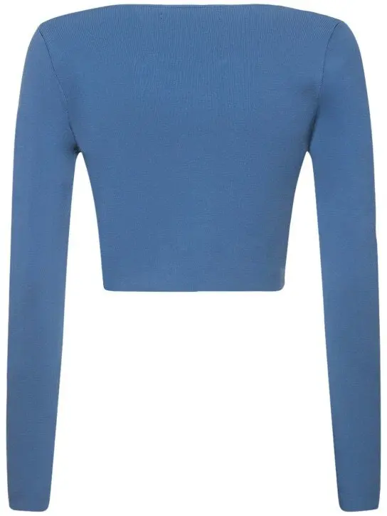 Christopher Esber Crystal Cutout Rib Jersey Top