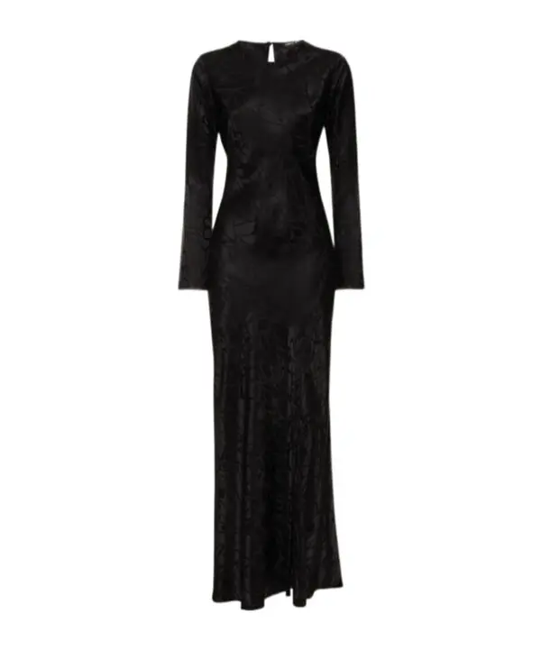 ANINE BING Freja Silk Jacquard Long Dress - Black